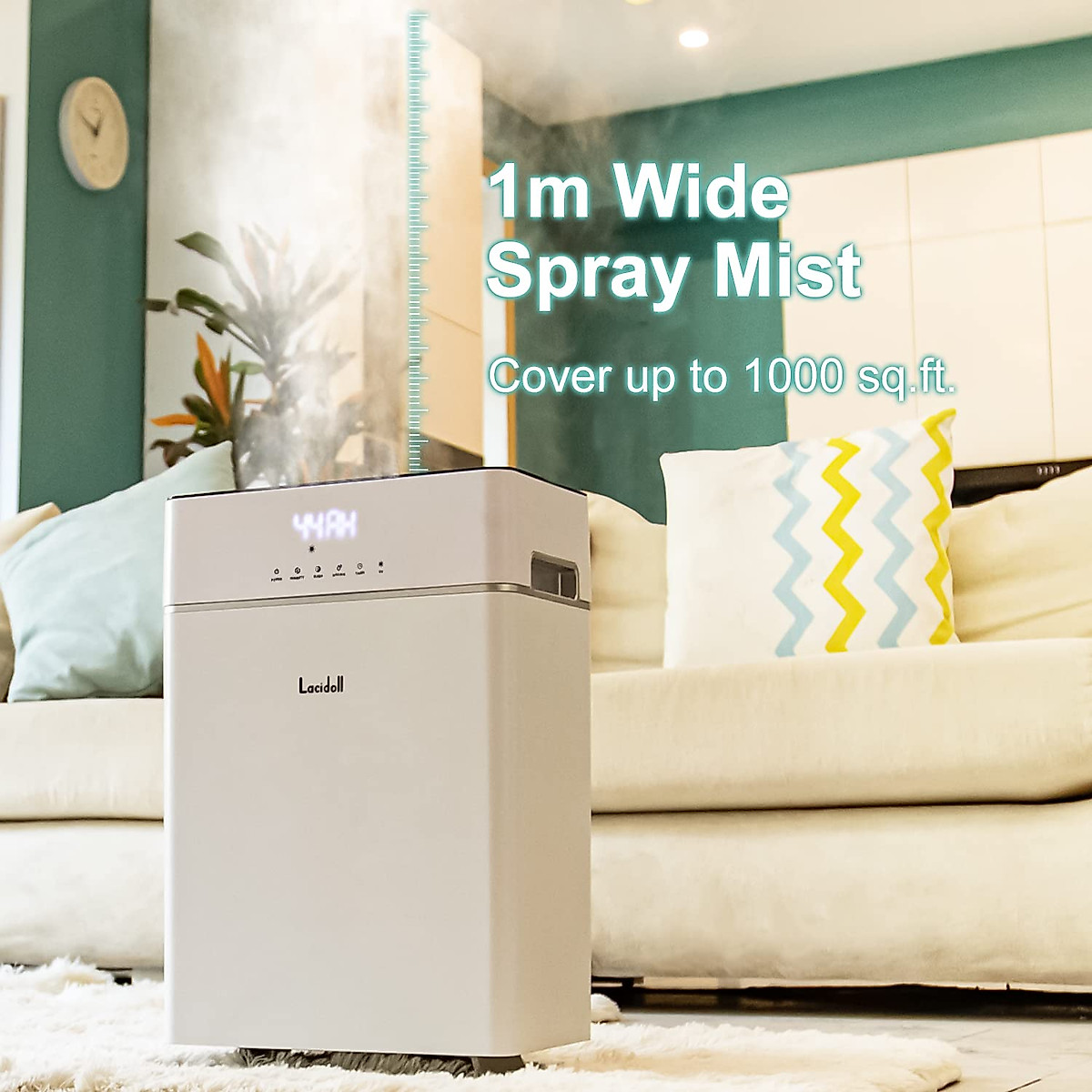 [LCD-2109]]Lacidoll Humidifiers for Large Room, Top Fill, Wide Spray Nozzle Whole-house Humidifier 2.6Gal/10L Coverage Up to 1000 sq.ft., 800mL/h Output for Home Bedroom Living Room