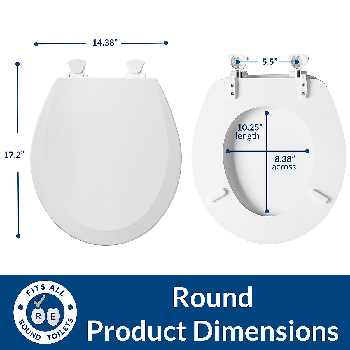 Bemis 500EC 464 500EC464 Toilet Seat, 1 Pack Round, Dresden Blue
