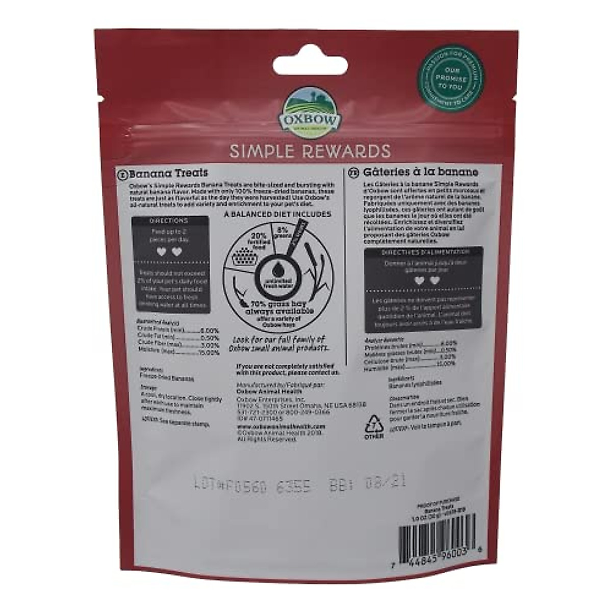Simple Rewards Small Animal Treats 3 Flavor Variety Bundle (1) Each: Baked Cranberry, Freeze Dried Bananas, Baked Veggie, 1-2 Ounces