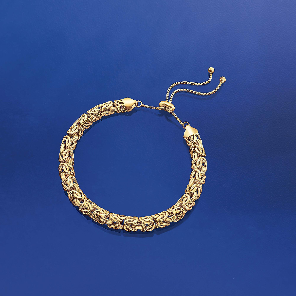 Ross-Simons 18kt Gold Over Sterling Silver Byzantine Bolo Bracelet