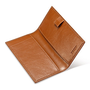 HISCOW Supple Leather Checkbook Cover with Free Divider - Italian Calfskin (Antiqued Brown)