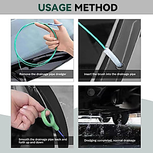 NTNEV Auto Sunroof Drain Cleaning Tool, Cleaning Brush Hose Pipe Brush, 118INCH Drain Brush Long Pipe Cleaners for Car, Tube Cleaning Brush Slim Drain Dredging Tool for car and Fridge