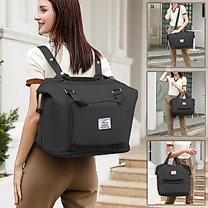 New upgrade travel duffel bag,waterproof gym tote bag,weekender overnight bags,dry and wet separate sports portable shoulder bag with Large capacity, expandable and foldable (Black)