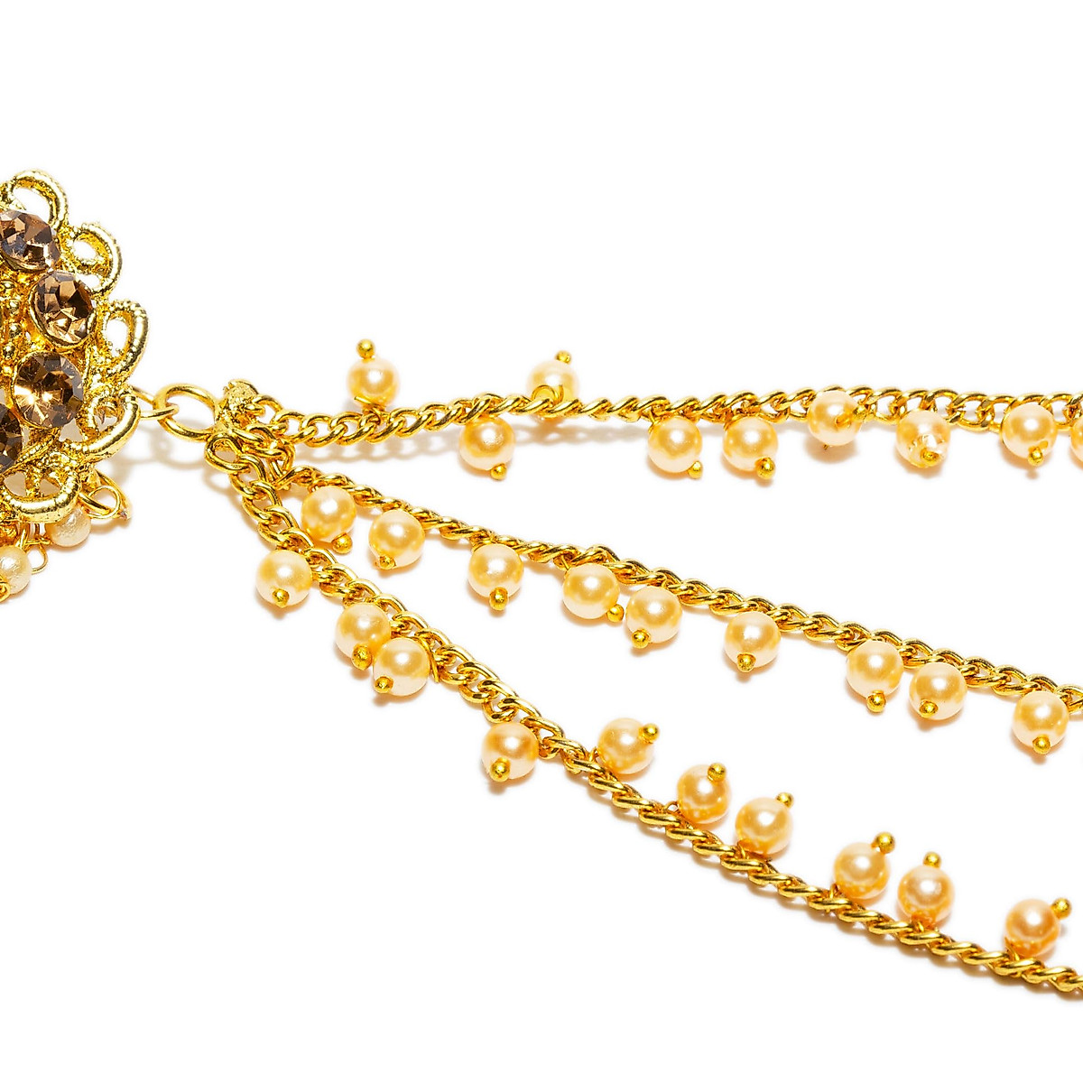 Bindhani Indian Bahubali Style Long Tassel With Multiple Small Jhumki Earring & Back Hair Chain For Women