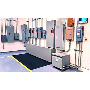 Rhino Dielectric, Non-Conductive, Insulating Switchboard Mat, Class 2, 3' x 5' x 1/4" Thick, ASTM D178, Color; Solid Black, Corrugated Surface