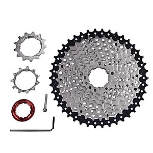 VGEBY Bike Cassette, Freewheel 10 Speed Mountain Bike Sprocket 11-42T Wide Ratio Cassette with Wrench and Screw and Spare Parts Bike Cassette 10 Baofeng Bike Cassette