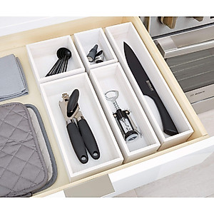 iDesign Renewable Paulownia Wood Collection Drawer Organizer Bin, 3.3" x 5" x 2.5", White Wash