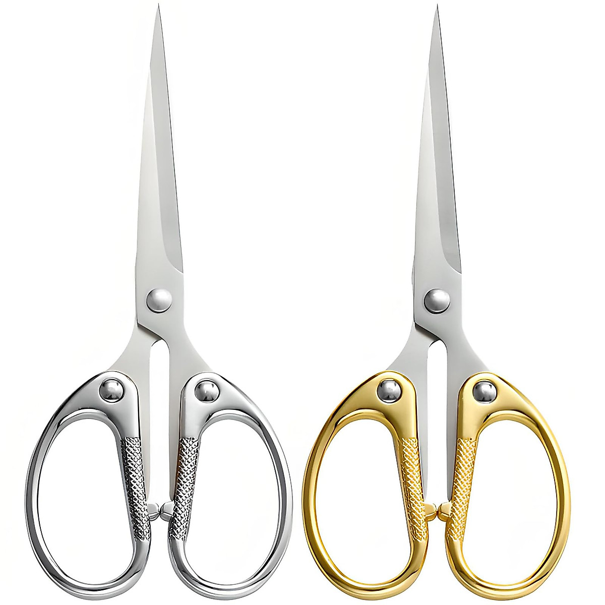 Premium 4.72-inch All Stainless Steel Office Scissors, Ultra-Sharp Multi-Purpose Shears for Fabric, Crafts, and General Use, Gold and Silver