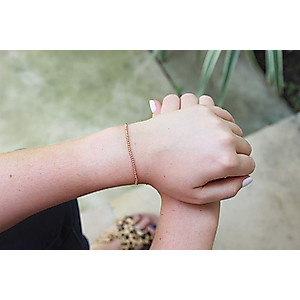 Lucky Feather 40th Birthday Gifts for Women, 14K Rose Gold Dipped Beads Bracelet on Adjustable 7"- 8" Cord - Perfect 40th Birthday Gift Ideas for Her (rose-gold-plated-base)