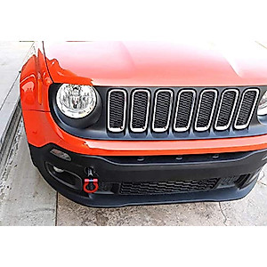 iJDMTOY Red Track Racing Style Tow Hook Ring Compatible With Jeep 2015-up Renegade Latitude, Sport, Limited models (Except Trailhawk), Made of Lightweight Aluminum