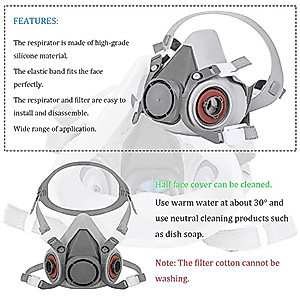 TANGS Reusable Half Facepc Cover, Respirаtor 6200 with 4 PCS 2091 Filter, Used for Painting, Dust, Welding, Metal Cutting and Other Work Protection