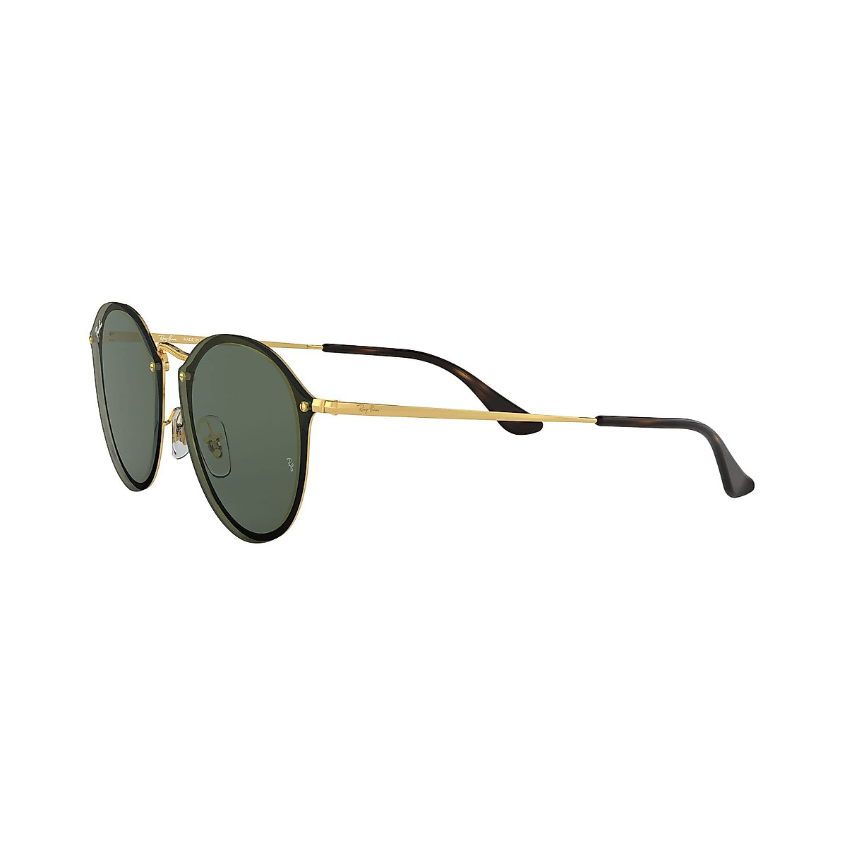 Ray-Ban RB3574N Blaze Round Sunglasses, Gold/Dark Green, 59 mm