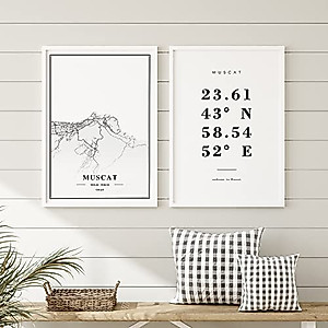 Dear Mapper Muscat Oman View Abstract Road Modern Map Art Minimalist Painting Black and White Canvas Line Art Print Poster Art Print Poster Home Decor (Set of 3 Unframed) (12x16inch)