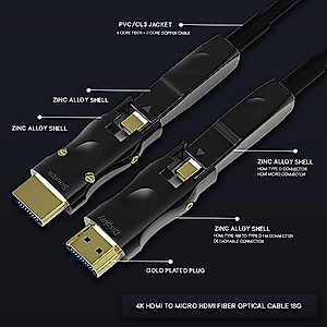 Pacroban Long8K Fiber Optic HDMI Cable Detachable Connectors - 8K 60Hz, HDR, HDCP 2.2, Active Ultra High Speed 48Gbps, in-Wall Safe, 4K@120Hz 4:4:4 Slim Light (25ft)
