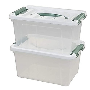 Pekky 6 Quart Storage Container Box with Handle and Latching Fresh Design, Small Toy Organizer Bin, 2-Packs