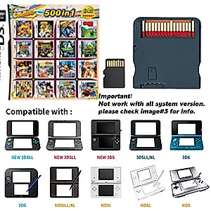 500 in 1 Game Cartridge Classic Nostalgic Games Pack Retro Game Combo Compatible Support with Handheld Dual Screen Console