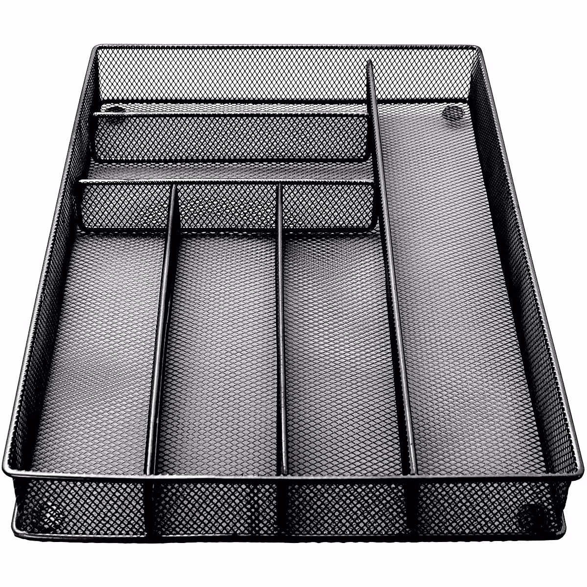 Maypes Kitchen Utensil Silverware Tray - Drawer Organizer for Flateware - Drawer Mesh Organizer (Black)