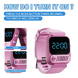 Potty Training Timer Watch for Boys and Girls,Kids Training Toilet Timer Watch,Waterproof,Rechargeable,Music Tones,Automatic Timers Plays Music,Alarm,Baby and Toddler Potty Train Toilet Time Aid,Pink