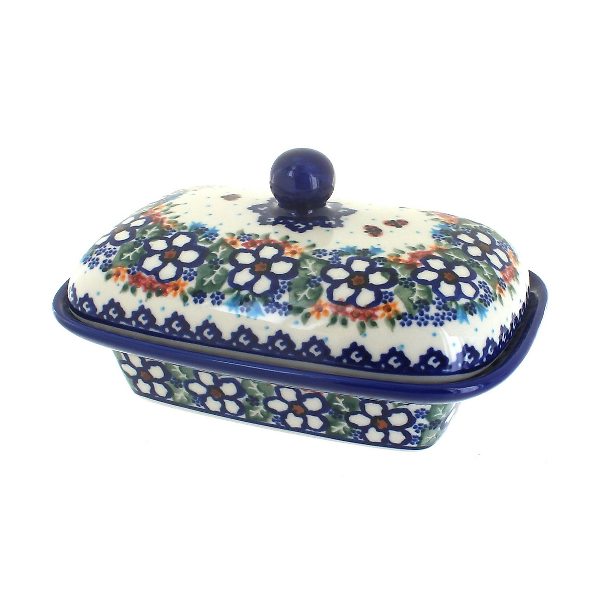 Blue Rose Polish Pottery Scarlett Butter Tub