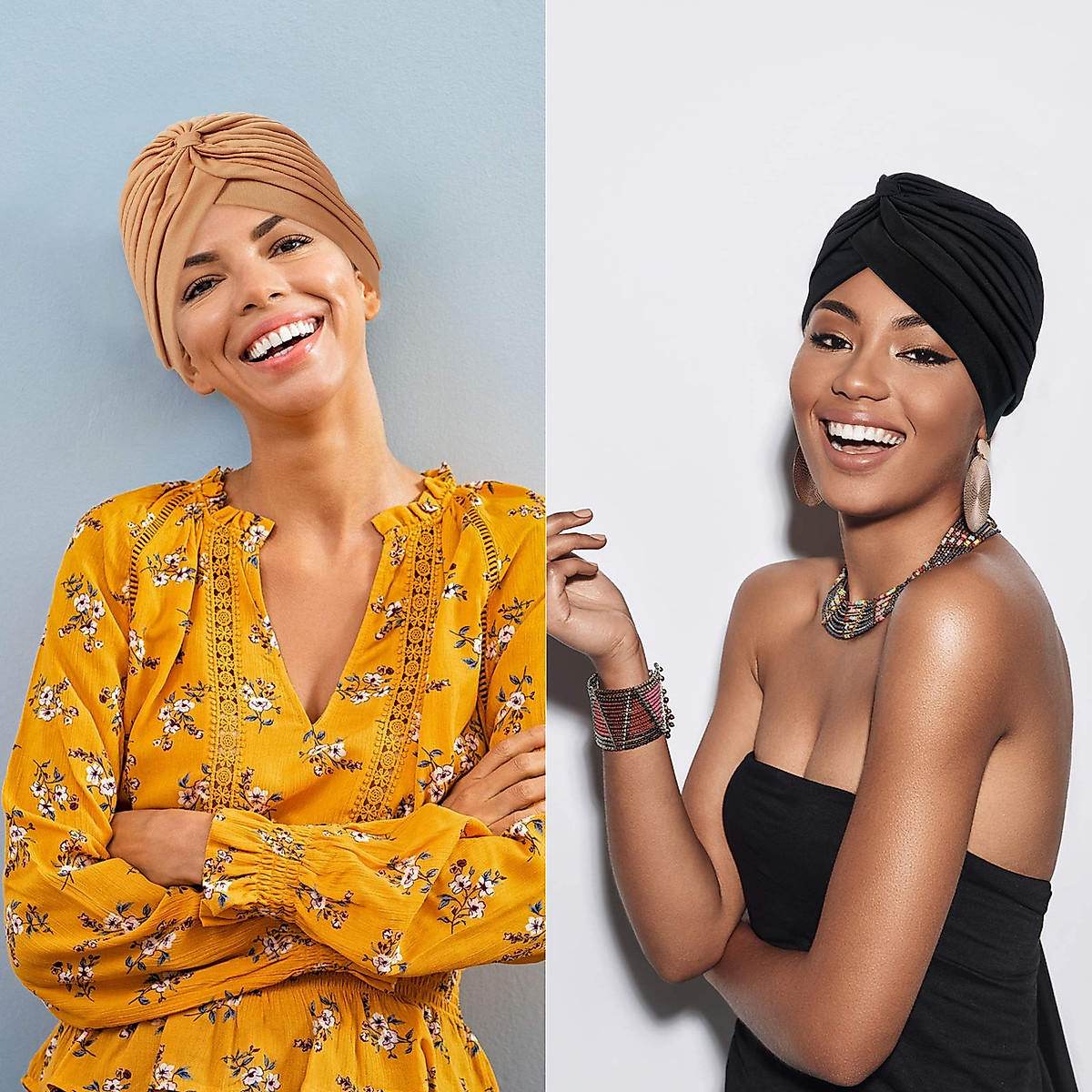 10 Pcs Stretchy Turban Cap Chemo Head Wraps Cancer Headwear Bennie Twisted India's Hat for Women Girl