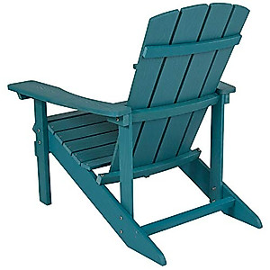 Flash Furniture Charlestown Commercial Grade Indoor/Outdoor Adirondack Chair, Weather Resistant Durable Poly Resin Deck and Patio Seating, Sea Foam
