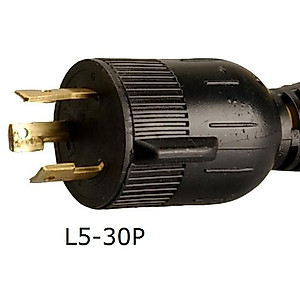 Coleman Cable 01914 3-Feet 10/3 Generator Power Cord Adapter L5-30P to (2) L5-20R