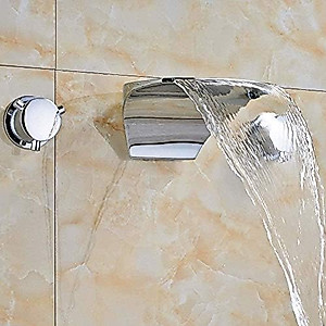 XIAOLZSL Kitchen Taps Wall Mounted Faucet Chrome Polish Dual Handles Wash Basin Bathtub Faucet Mixer Tap Ceramic Valve Faucet
