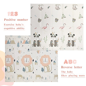 Baby Playmat for Crawling,0.6in Thick Extra Large Foldable Play Mat for Baby, Waterproof Non Toxic Anti-Slip Reversible Foam Playmat for Toddlers Kids(79 * 71 * 0.6)