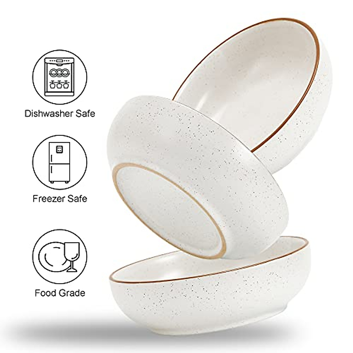 Ceramic Cat Bowls, Howise Pet Bowl Cat Dishes for Food and Water, 5.3 in Cat Food Dish 3 Pack Cat Food Bowls Set Small Dog Dish, Matte White Finish