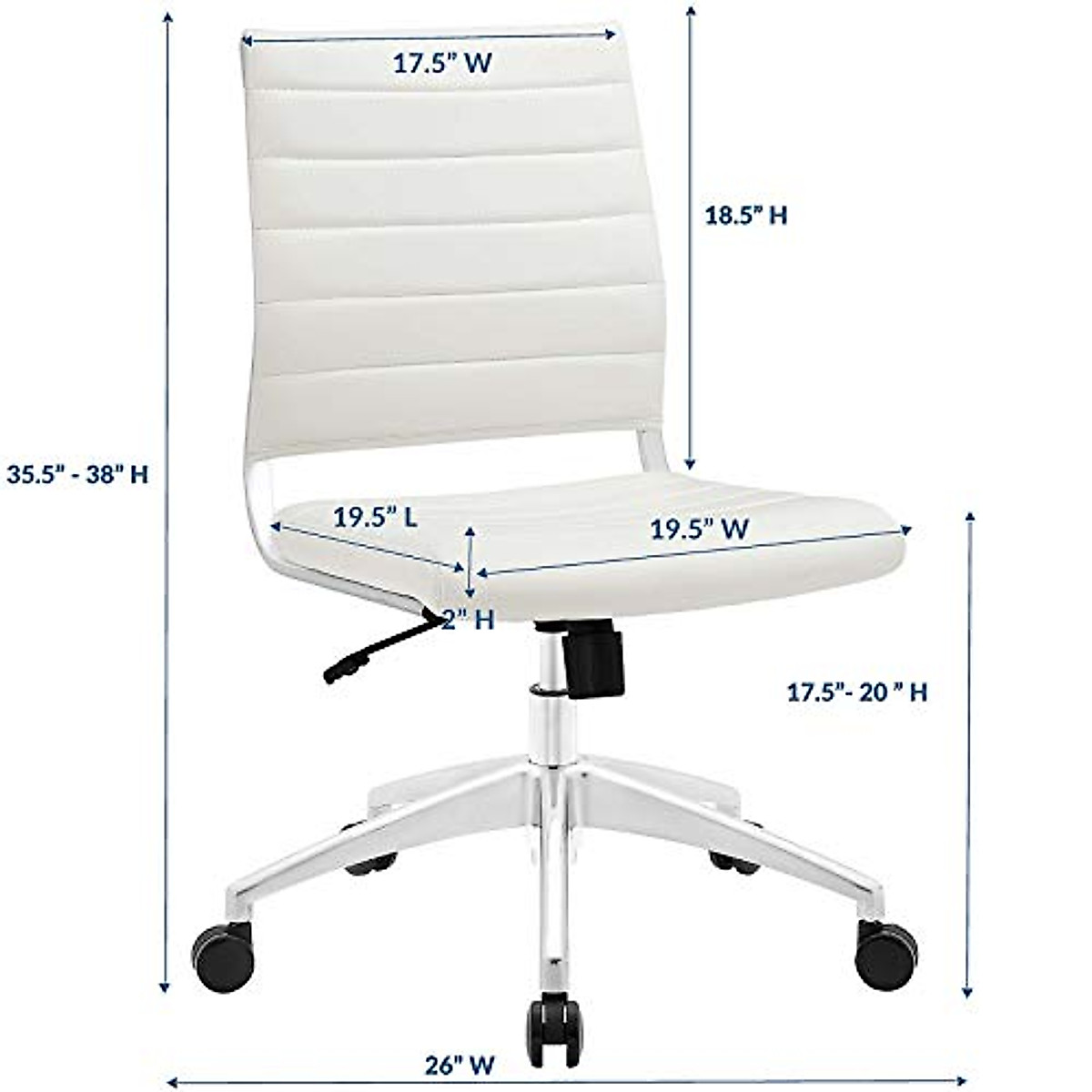 Modway Jive Ribbed Armless Mid Back Swivel Conference Chair In White