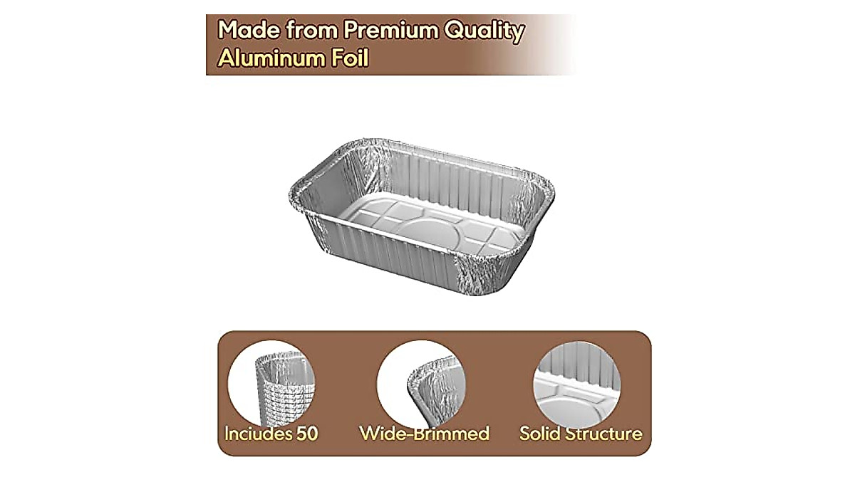 WANBAO Disposable Aluminum Loaf Pans - 50 Pack for Baking & Food Storage