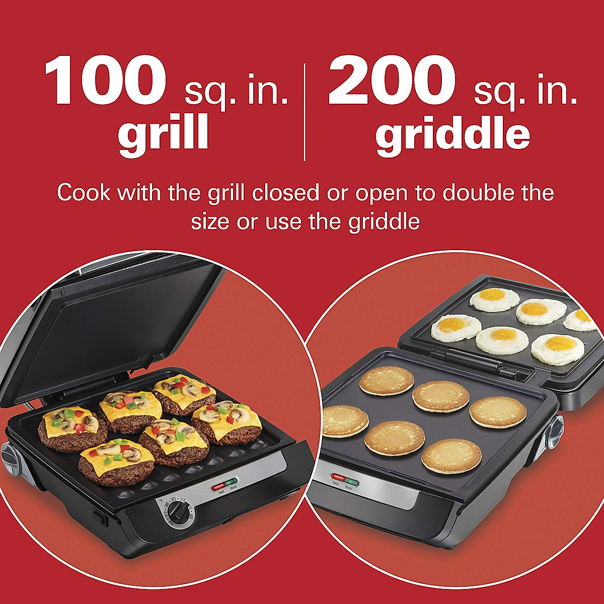 Hamilton Beach 4-in-1 Indoor Grill & Electric Griddle Combo with Bacon Cooker + Hamilton Beach Portable 7 Quart Programmable Slow Cooker
