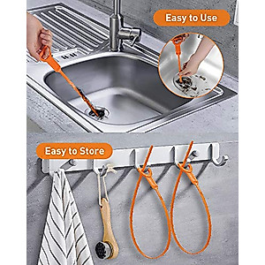 Oanie 6 Pack 25 Inch Drain Clog Remover Tool, Drain Hari Cleaner Tool, Hair Cather Shower Drain Tool, Drain Auger Hair Cleaning Tool for Shower Kitchen Sink Bath Tub Bathroom, Sink Snake Hair Remover