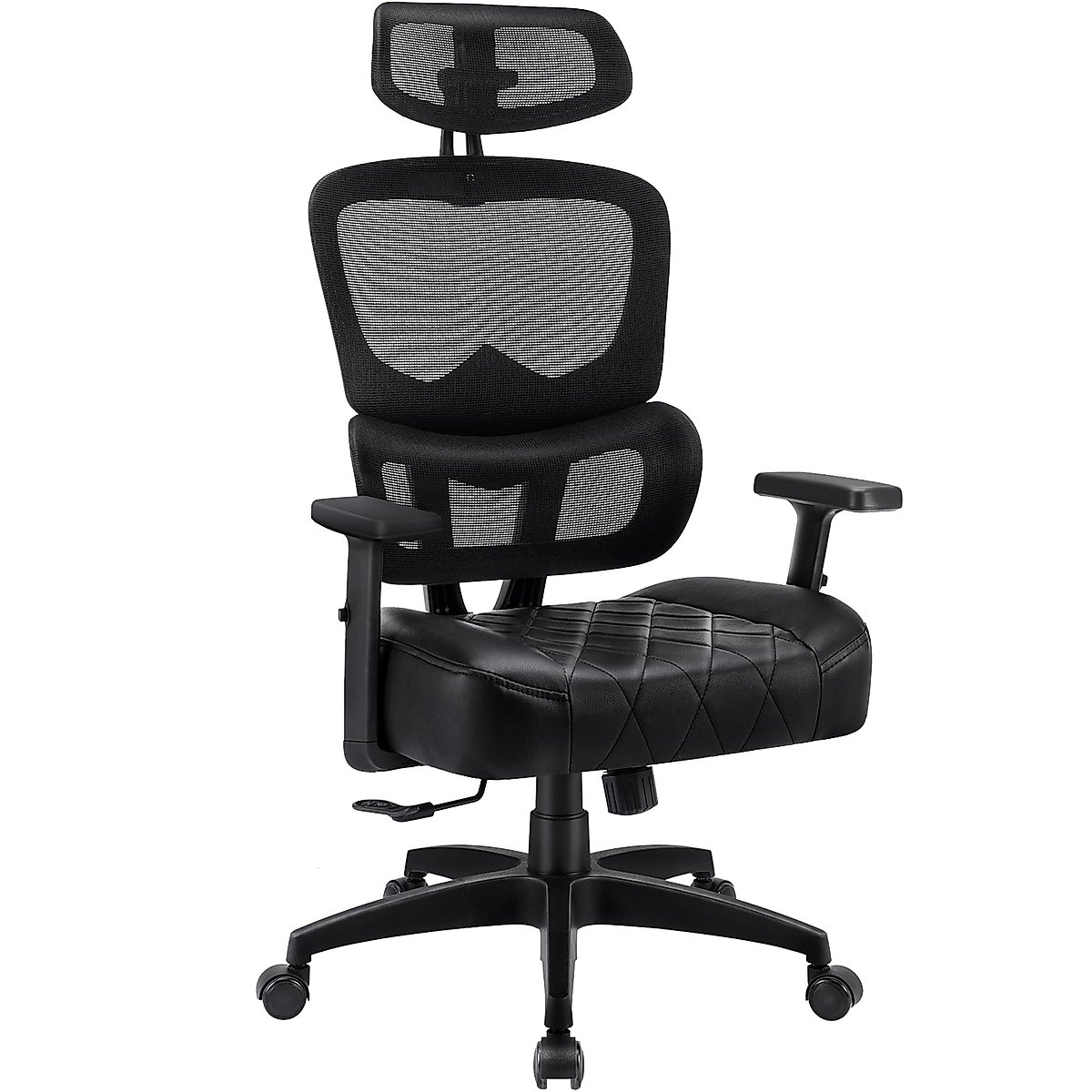 VECELO Swivel Ergonomic High Back Mesh Office Chair with Adjustable Headrest Armrest, Backrest Tilt Function, Lumbar Support for Executive/Computer Desk/Task Work