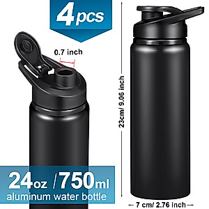 CHENGU 10 Pcs Aluminum Water Bottle 24oz Aluminum Reusable Bottles Lightweight Snap Lid Sports Water Multipack Easy Carry Leak Proof Travel for Gym Camping Hiking Outdoor Fishing (Black)