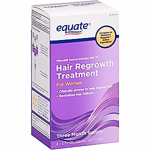 Equate - Hair Regrowth Treatment for Women with Minoxidil 2%, 3 Month Supply( 3 - 2oz bottles ) by Equate