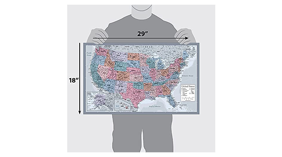 World Map & USA Map Poster Set - Laminated 18"x29"