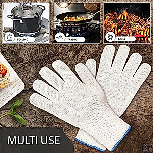 White Gloves for Handling Hot Food - 2Pair Pot Holders for Kitchen Heat Resistant Cooking Gloves for Cooking Heat Resistant Oven Mitts and Pot Holders Sets- Grilling Gloves Outdoor Kitchen Accessories