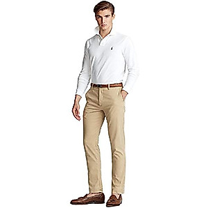 POLO RALPH LAUREN Men's Long Sleeve Mesh Polo Shirt (L, White)