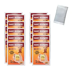 Hand Warmers Disposable, Instant for Skiing, Winter Hunting - Hot Pocket Warmer 20 Individual Count Long Lasting Safe Natural Odorless Air Activated Up to 8 Hours of Heat, white
