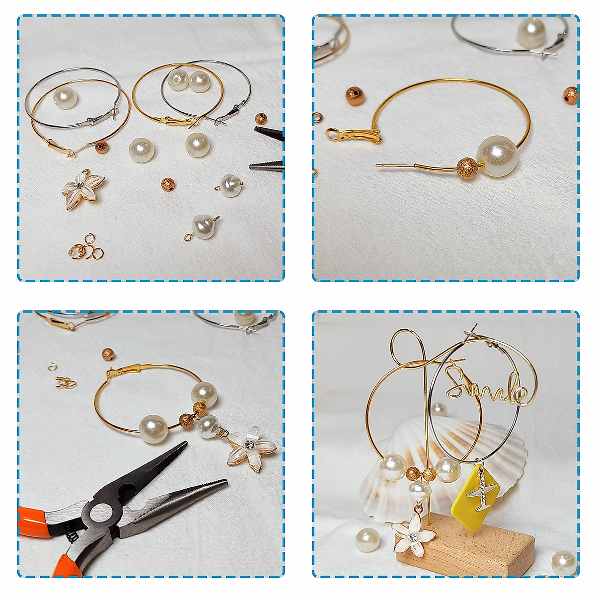 60pcs Beading Hoop Earrings Finding,FUNCYboo 50mm Round Earring Hoop Open Earring Beading Hoops for Jewelry Making DIY Crafts