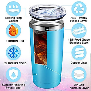 16 Pack Insulated Travel Tumblers 20 Oz Stainless Steel Tumbler Cup with Lid and Straw Powder Coated Coffee Mug for Cold and Hot Drinks(Mutil Colors)