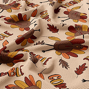 Thanksgiving Turkey Gobble Fall Autumn Bullet Textured Fabric by The Yard Stretch Liverpool - 1 Yard Fabric for Bows Clothes Sewing (AA1942)
