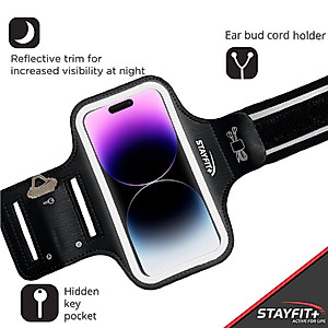 [3 Pack] Active+ Running Armband Cell Phone Holder, Water Resistant Adjustable Lightweight, Compatible iPhone 14/13/12/11/SE/X Samsung S23/S22/S21/S20 Great for Sports, Hiking, and Biking (Black)