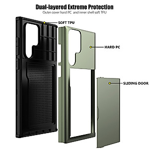 Nvollnoe for Samsung S22 Ultra Case with Card Holder 5G 6.8 inch Slim Dual Layer Heavy Duty Protective for Galaxy S22 Ultra Case Hidden Card Slot Wallet Case for Samsung S22 Ultra(Green)