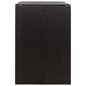 vidaXL Poly Rattan Double Wheelie Bin Shed - Durable, Weather Resistant, Easy Access Lid, Lockable Front Door - Garden Accessory, Black