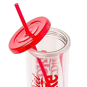 Silver Buffalo Coca-Cola Diet Coke Logo 20oz Plastic Tall Cold Cup with Lid and Straw