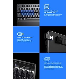 GameSir GK300 Wireless Mechanical Gaming Keyboard 2.4 GHz + Blutooth Connectivity, 1ms Low Latency, Aluminium Alloy Top Plate, Anti-ghosting for PC/iOS/iPad/Android Smartphone/Laptop and Mac (Renewed)