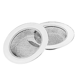 CORNERJOY 2PCS Kitchen Sink Strainer-Stainless Steel Mesh Drain Strainer,Large Wide Rim 4.5" Diameter