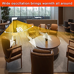 CAYNEL Home Oscillating Tower Ceramic Heater with Adjustable Thermostat, 12-Hour Timer and Safety Lock, Tip-Off Switch and Overheat Protection for Home and Home Office Areas, White